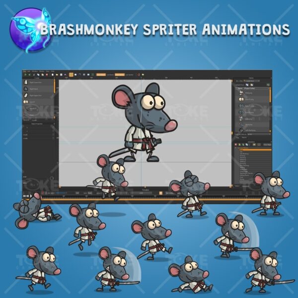 Samurai Mouse - 2D Animal Charcater Sprite | TokeGameArt